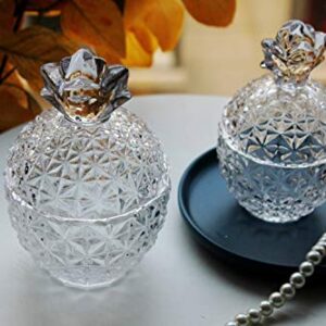 Crystal Glass Pineapple Embossed Candy Jar Candy Dish Food Storage Jar with Lid