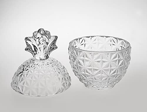 Crystal Glass Pineapple Embossed Candy Jar Candy Dish Food Storage Jar with Lid