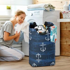 RunningBear Laundry Basket Washing Clothes Hamper - Anchors Sea Collapsible Laundry Hamper Large Capacity Laundry Tote for Bathroom, Toys