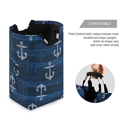 RunningBear Laundry Basket Washing Clothes Hamper - Anchors Sea Collapsible Laundry Hamper Large Capacity Laundry Tote for Bathroom, Toys