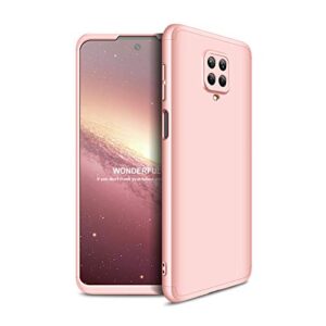 asdsinfor compatible with redmi note 9s case 3 in 1 360 degree full body case slim hard pc plastic anti-scratch bumper compatible with xiaomi redmi note 9 pro/note 9 pro max 3 in 1 rose gold ad