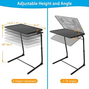 LORYERGO TV Tray - TV Table, Folding Table Trays, w/6 Height & 3 Tilt Angle, w/Cup Holder, Dinner Tray for Eating on Couch, Laptop, Bed & Couch