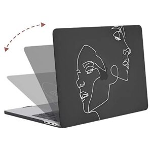 MOSISO Compatible with MacBook Pro 13 inch Case M2 2023, 2022, 2021-2016 A2338 M1 A2251 A2289 A2159 A1989 A1708 A1706, Plastic Face Sketch Hard Shell Case&Keyboard Cover&Screen Protector&Pouch, Black