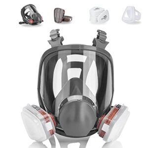 [reusable full face respirator] paint face cover for painting, machine polishing, welding and other work protection gas mask anti-fog large field of view(15 in1 for 6800 respirator)