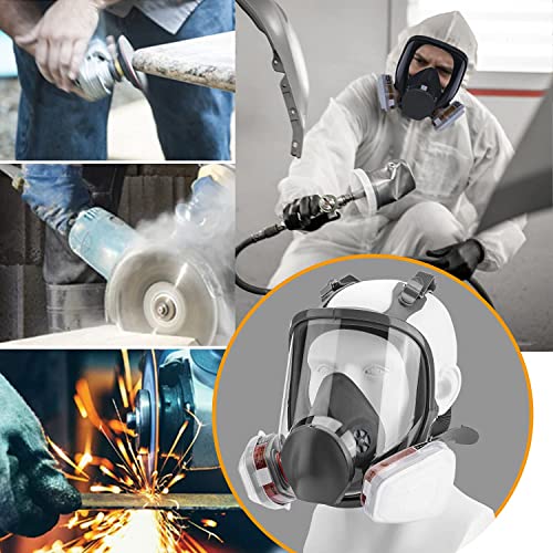 [Reusable Full Face Respirator] Paint Face Cover for Painting, Machine Polishing, Welding and Other Work Protection Gas mask Anti-Fog Large Field of View(15 in1 for 6800 Respirator)