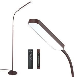 wio-mio floor lamp, 15w/1000lm bright led floor lamp with 4 color temperature and stepless dimmer, remote and touch control reading lamp, adjustable gooseneck led floor lamp for living room