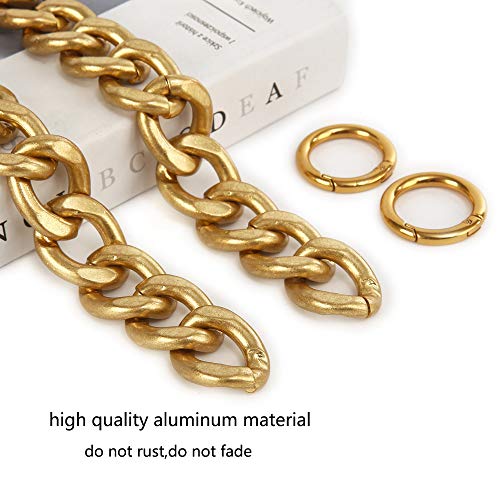 Xiazw DIY Heavy Chunky Aluminum Metal Purse Handle Bag Chains Charms Straps Replacement Handbag Accessories Decoration (Gold)