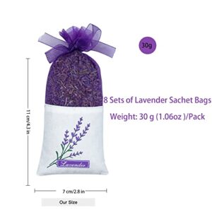 Sachets, Scented Sachets, Lavender Scented Sachets, Scented Sachet Bags of Lavender, Home Fragrance Sachets Gift Set, Lavender Sachet, Dried French Lavender Buds Bags for Drawers and Closets (8 Packs)