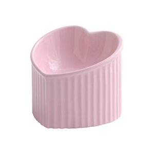 pink ceramic raised cat bowls, tilted elevated food or water bowls, stress free, backflow prevention, dishwasher and microwave safe, lead & cadmium free