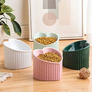 Pink Ceramic Raised Cat Bowls, Tilted Elevated Food or Water Bowls, Stress Free, Backflow Prevention, Dishwasher and Microwave Safe, Lead & Cadmium Free