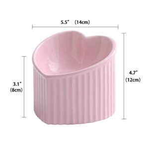 Pink Ceramic Raised Cat Bowls, Tilted Elevated Food or Water Bowls, Stress Free, Backflow Prevention, Dishwasher and Microwave Safe, Lead & Cadmium Free