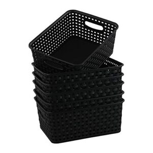 Asking Black Plastic Weave Storage Baskets, Set of 6