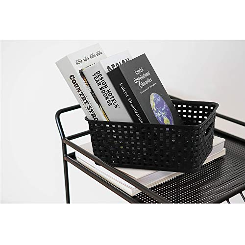 Asking Black Plastic Weave Storage Baskets, Set of 6