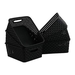 asking black plastic weave storage baskets, set of 6