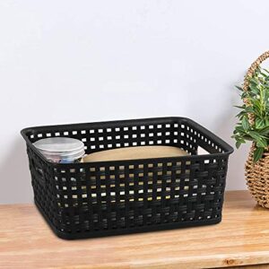 Asking Black Plastic Weave Storage Baskets, Set of 6