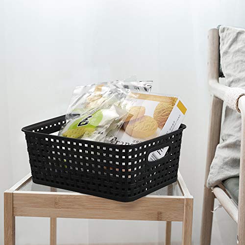 Asking Black Plastic Weave Storage Baskets, Set of 6