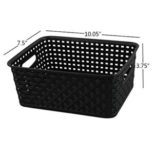 Asking Black Plastic Weave Storage Baskets, Set of 6