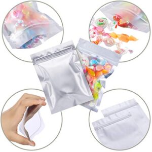 100 Pieces Storage Bags Holographic Packaging Bags Storage Bag for Food Storage (Silver, 3.3 x 5.1 Inch)