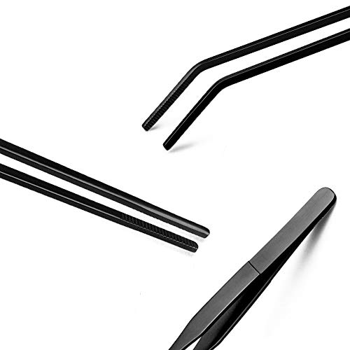 15" Aquarium Tweezers, Anti-rust Long Aquascaping Tools, Stainless Steel Feeding Tongs, Straight and Curved Forceps Nippers, Perfect for Planted Aquarium Fish Tank Reef Tank and Terrarium.