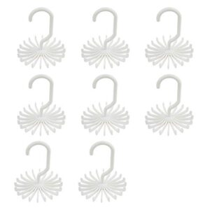 auear, 8 pack 360 degree rotating scarf hanger 20 hooks twirl plastic ties hanger for women men home bedroom supplies (white)