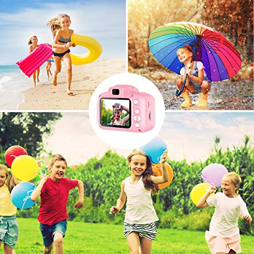 OZMI Upgrade Kids Selfie Camera for Girls, Children HD Digital Video Camera for Toddler, Christmas Birthday Gift for Girl Age 3-12, Toy Camera for 3 4 5 6 7 8 9 10 Year Old Girl with 32GB SD Card-Pink