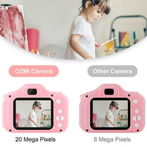 OZMI Upgrade Kids Selfie Camera for Girls, Children HD Digital Video Camera for Toddler, Christmas Birthday Gift for Girl Age 3-12, Toy Camera for 3 4 5 6 7 8 9 10 Year Old Girl with 32GB SD Card-Pink