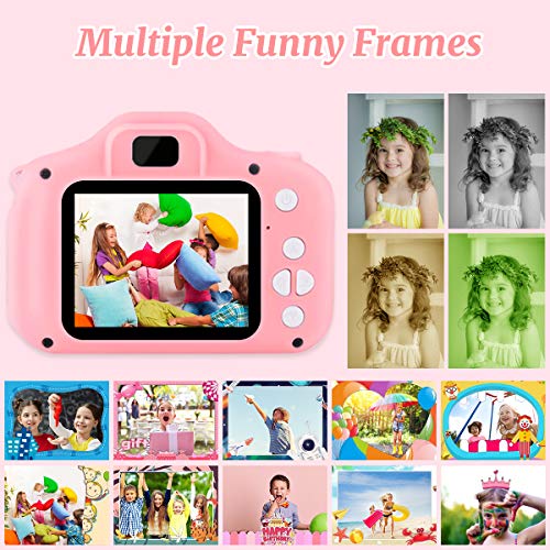 OZMI Upgrade Kids Selfie Camera for Girls, Children HD Digital Video Camera for Toddler, Christmas Birthday Gift for Girl Age 3-12, Toy Camera for 3 4 5 6 7 8 9 10 Year Old Girl with 32GB SD Card-Pink