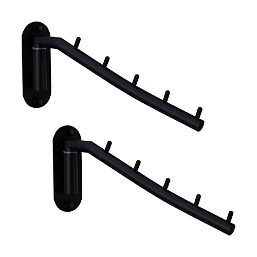 Zivisk 2 Pcs Folding Wall Mounted Clothes Suit Hangers Rack with Swing Arm Stainless Steel Heavy Duty Coat Hook for Bathroom, Bedroom, Laundry Room - Black