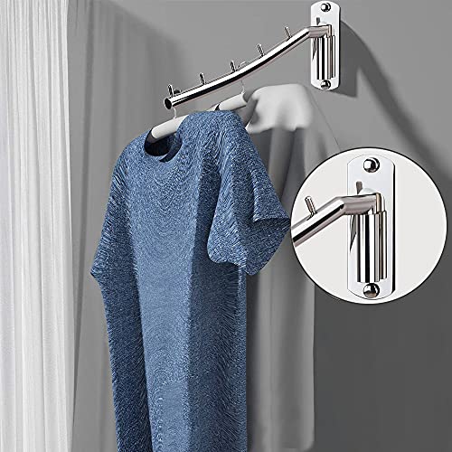 Zivisk 2 Pcs Folding Wall Mounted Clothes Suit Hangers Rack with Swing Arm Stainless Steel Heavy Duty Coat Hook for Bathroom, Bedroom, Laundry Room - Black