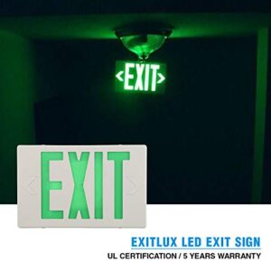 EXITLUX 8 Pack Green Led Emergency Exit Lights with Battery Backup-UL Listed 120V/227V Double Face- Exit Sign with Emergency Lights-Plug in Emergency Battery Lights