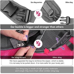 YUDODO Pet Dog Sling Carrier Breathable Mesh Travel Safe Sling Bag Carrier for Dogs Cats (L(10-15lbs), Black Reflective)