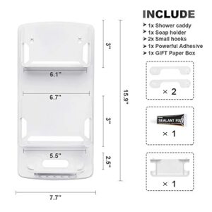 Shower Caddy - Plastic Shower Organizer Hanging, No Drilling Bathroom Organizer with 6Hook, Baffle Anti-drop Design, Removable Shower Holder for Shampoo and Soap is Easy to Clean