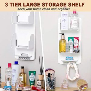 Shower Caddy - Plastic Shower Organizer Hanging, No Drilling Bathroom Organizer with 6Hook, Baffle Anti-drop Design, Removable Shower Holder for Shampoo and Soap is Easy to Clean