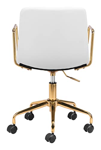 Zuo Modern - Eric Office Chair White & Gold - Modern - Seating - Steel, Foam, 100% Polyurethane - Indoor - 35.4in Height