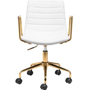 Zuo Modern - Eric Office Chair White & Gold - Modern - Seating - Steel, Foam, 100% Polyurethane - Indoor - 35.4in Height