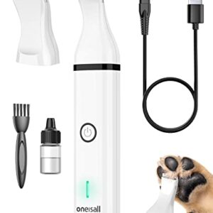 oneisall Dog Clippers with Double Blades,Cordless Small Pet Hair Grooming Trimmer,Low Noise for Trimming Dog's Hair Around Paws, Eyes, Ears, Face, Rump (White)