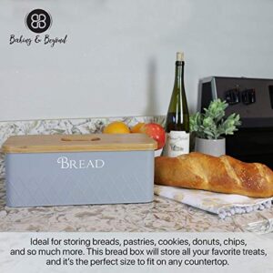 Baking & Beyond Bread Box with Bamboo Cutting Board Lid,13"x7.5"x5" Space-Saving Bread Box for Kitchen Countertop, Bread Storage Container Holder, Bread Keeper Bin - Fresh Loaves