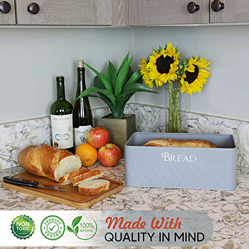 Baking & Beyond Bread Box with Bamboo Cutting Board Lid,13"x7.5"x5" Space-Saving Bread Box for Kitchen Countertop, Bread Storage Container Holder, Bread Keeper Bin - Fresh Loaves