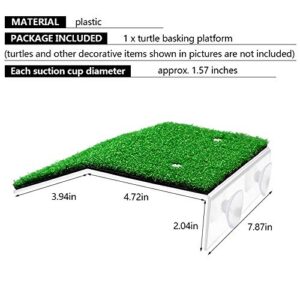 La La Pet® Creative Floating Tortoise Basking Platform with Artificial Grass & Ramp Turtle Resting Terrace Reptile Climbing Platform for Aquarium and Fish Tank Decor (L)