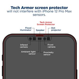 Tech Armor Ballistic Glass Screen Protector Designed for Apple iPhone 12 Pro Max 6.7 Inch 3 Pack Tempered Glass 2020