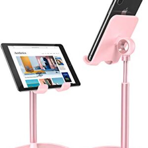 LISEN Pink Kitchen Accessories Kawaii Cell Phone Stand for iPhone & Desk Taller and More Photogenic Than Phone Dock Free Your Neck Height Angle Adjustable iPhone Holder Stand Things