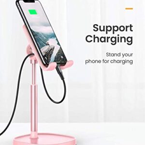 LISEN Pink Kitchen Accessories Kawaii Cell Phone Stand for iPhone & Desk Taller and More Photogenic Than Phone Dock Free Your Neck Height Angle Adjustable iPhone Holder Stand Things