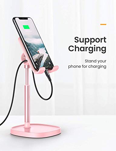 LISEN Pink Kitchen Accessories Kawaii Cell Phone Stand for iPhone & Desk Taller and More Photogenic Than Phone Dock Free Your Neck Height Angle Adjustable iPhone Holder Stand Things