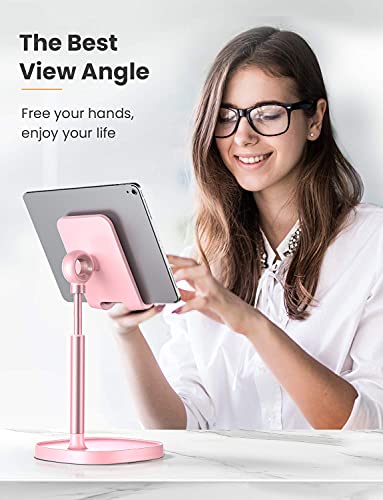 LISEN Pink Kitchen Accessories Kawaii Cell Phone Stand for iPhone & Desk Taller and More Photogenic Than Phone Dock Free Your Neck Height Angle Adjustable iPhone Holder Stand Things