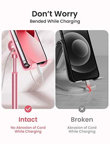 LISEN Pink Kitchen Accessories Kawaii Cell Phone Stand for iPhone & Desk Taller and More Photogenic Than Phone Dock Free Your Neck Height Angle Adjustable iPhone Holder Stand Things