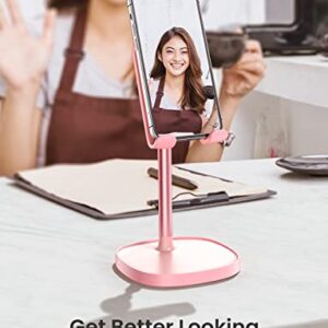 LISEN Pink Kitchen Accessories Kawaii Cell Phone Stand for iPhone & Desk Taller and More Photogenic Than Phone Dock Free Your Neck Height Angle Adjustable iPhone Holder Stand Things