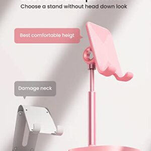 LISEN Pink Kitchen Accessories Kawaii Cell Phone Stand for iPhone & Desk Taller and More Photogenic Than Phone Dock Free Your Neck Height Angle Adjustable iPhone Holder Stand Things