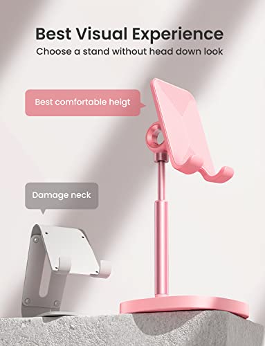 LISEN Pink Kitchen Accessories Kawaii Cell Phone Stand for iPhone & Desk Taller and More Photogenic Than Phone Dock Free Your Neck Height Angle Adjustable iPhone Holder Stand Things