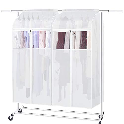 Zilink Hanging Garment Bags for Storage 54 inch 2Pack Large Garment Rack Cover Suit Bags Organizer Hanging Clothes Cover for Suit Coats Jackets Dress Closet Storage