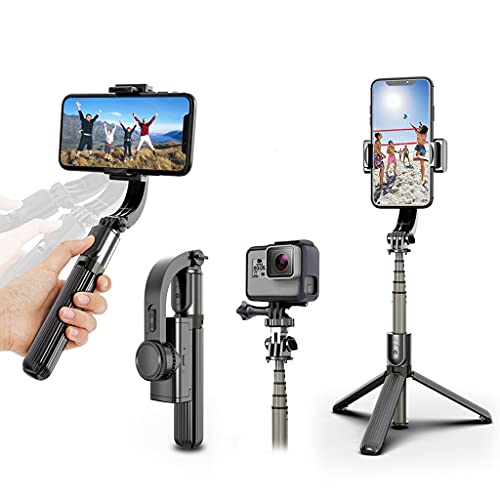 Selfie Stick Gimbal Stabilizer, UPXON 360° Rotation Tripod with Wireless Remote, Portable Phone Holder, Auto Balance 1-Axis Gimbal for Smartphones Tiktok Vlog Youtuber Live Video Record